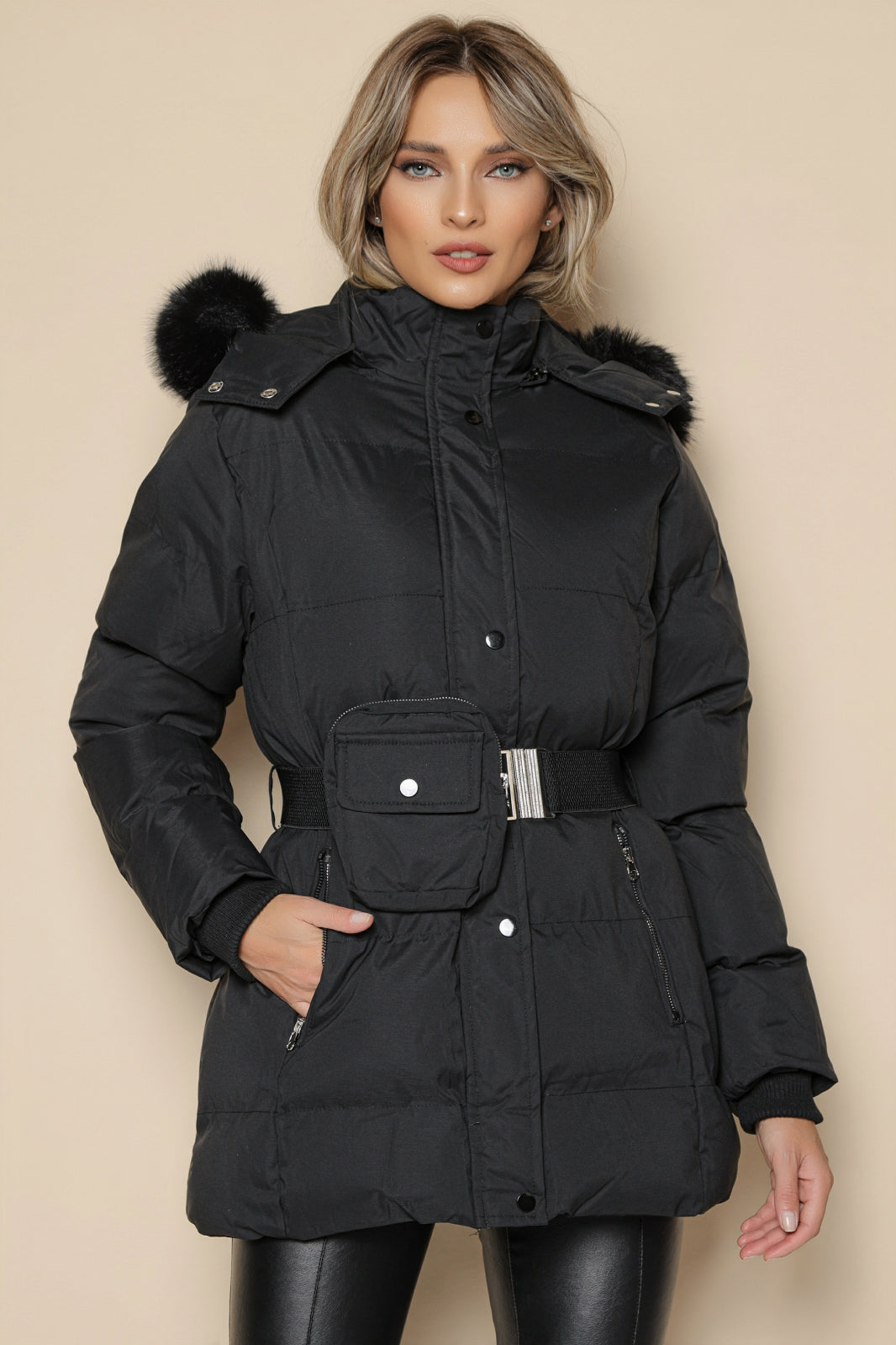 Geaca MBG neagra din fas cu borseta – MBG Collection